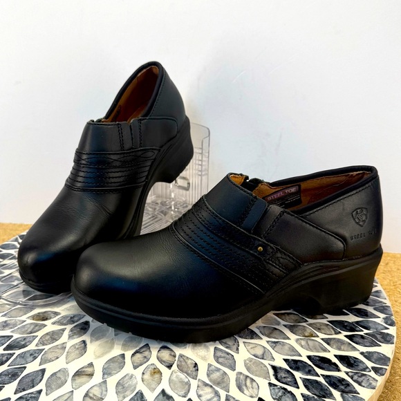 Ariat | Shoes | Ariat Womens Steel Toe Black Leather Clog 85c | Poshmark